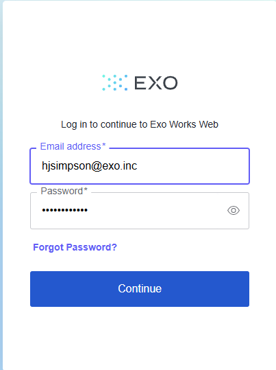 Logging in to Exo Works Essential – Exo Imaging